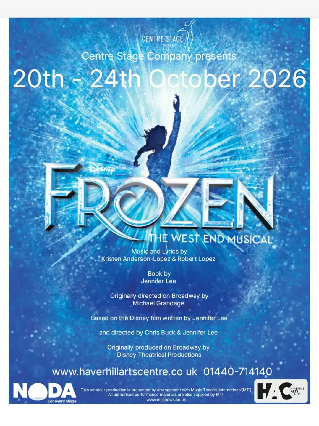 Centre Stage Company presents: Disney’s Frozen | Haverhill Arts Centre